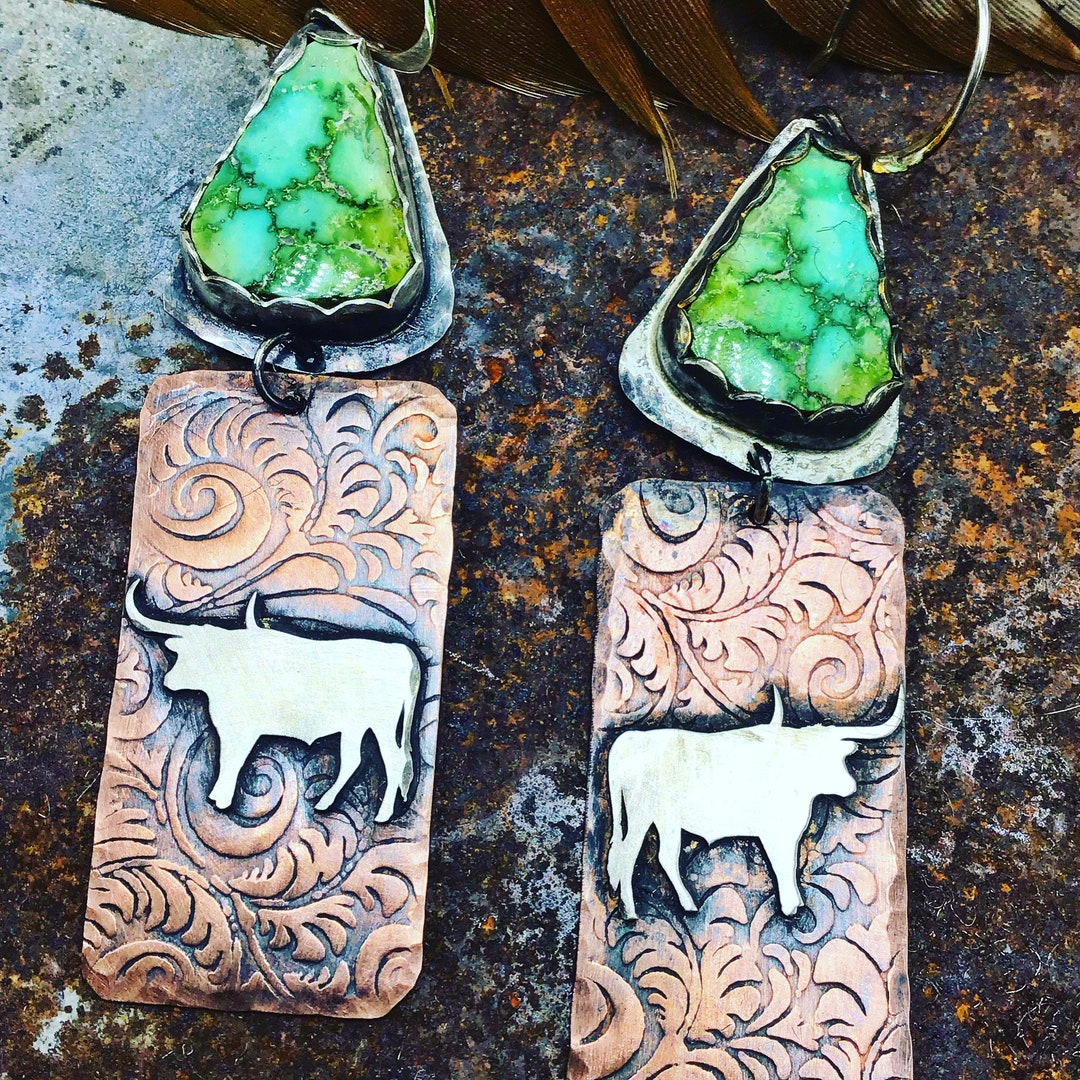 Longhorn Love Earrings by Weathered Soul Made to Order so Turquoise ...