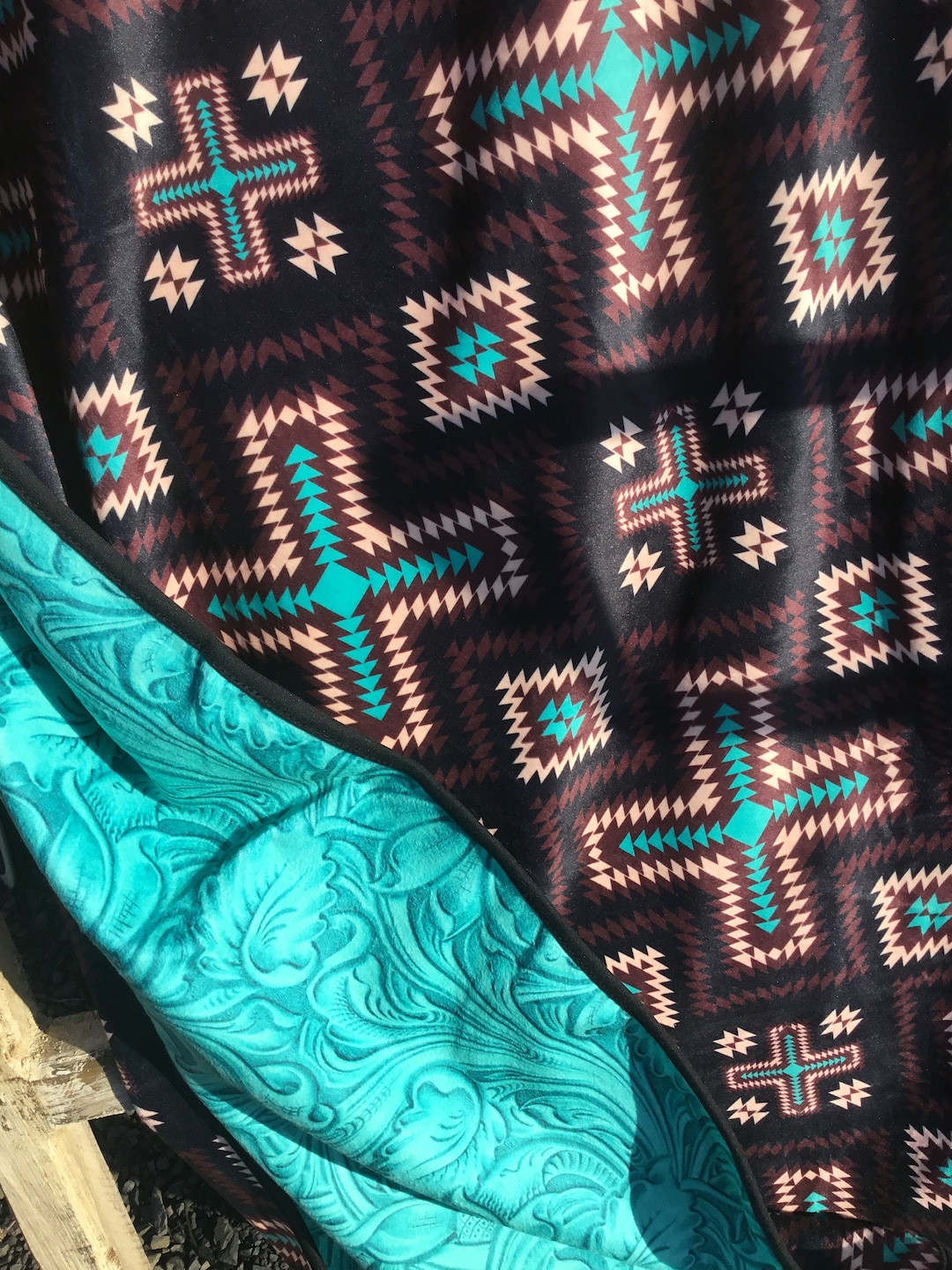 Beautiful Ultra Soft Lap Throw Double Sided Aztec Print With Tooled ...