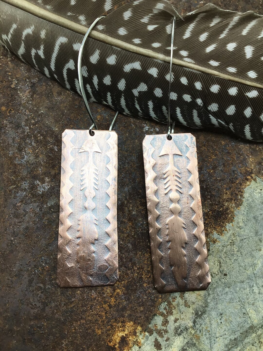 Wandering Arrows Earrings by Weathered Soul, Rustic Copper Earrings ...