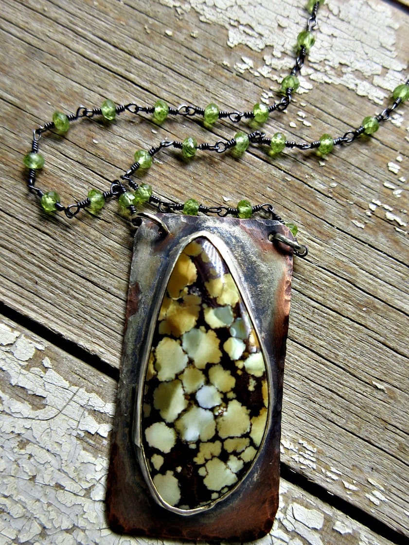 Unbelievable matrix turquoise stone, stunning, OOAK, copper, silver ...