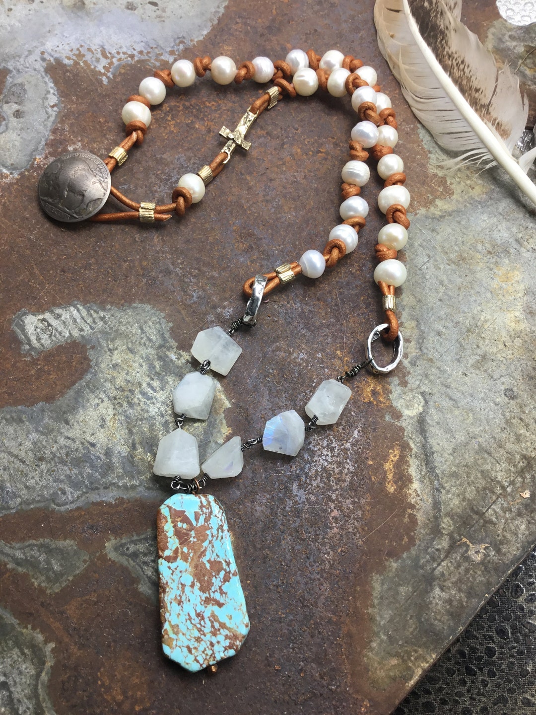 Nevada Eight Mined American Turquoise Large Slab Makes up the Pendant ...