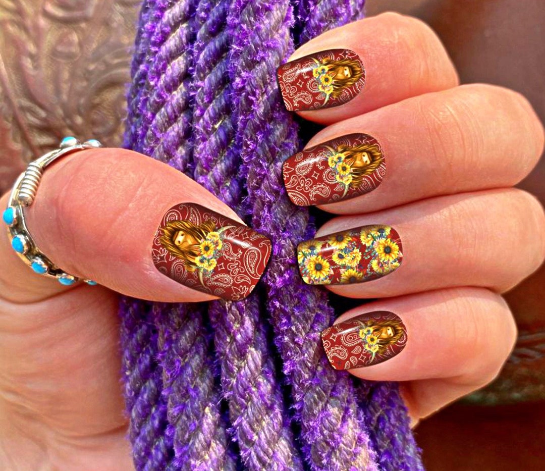 Retro Rodeo Nail Wraps, Real Nail Polish Stickers, Long Lasting,western ...