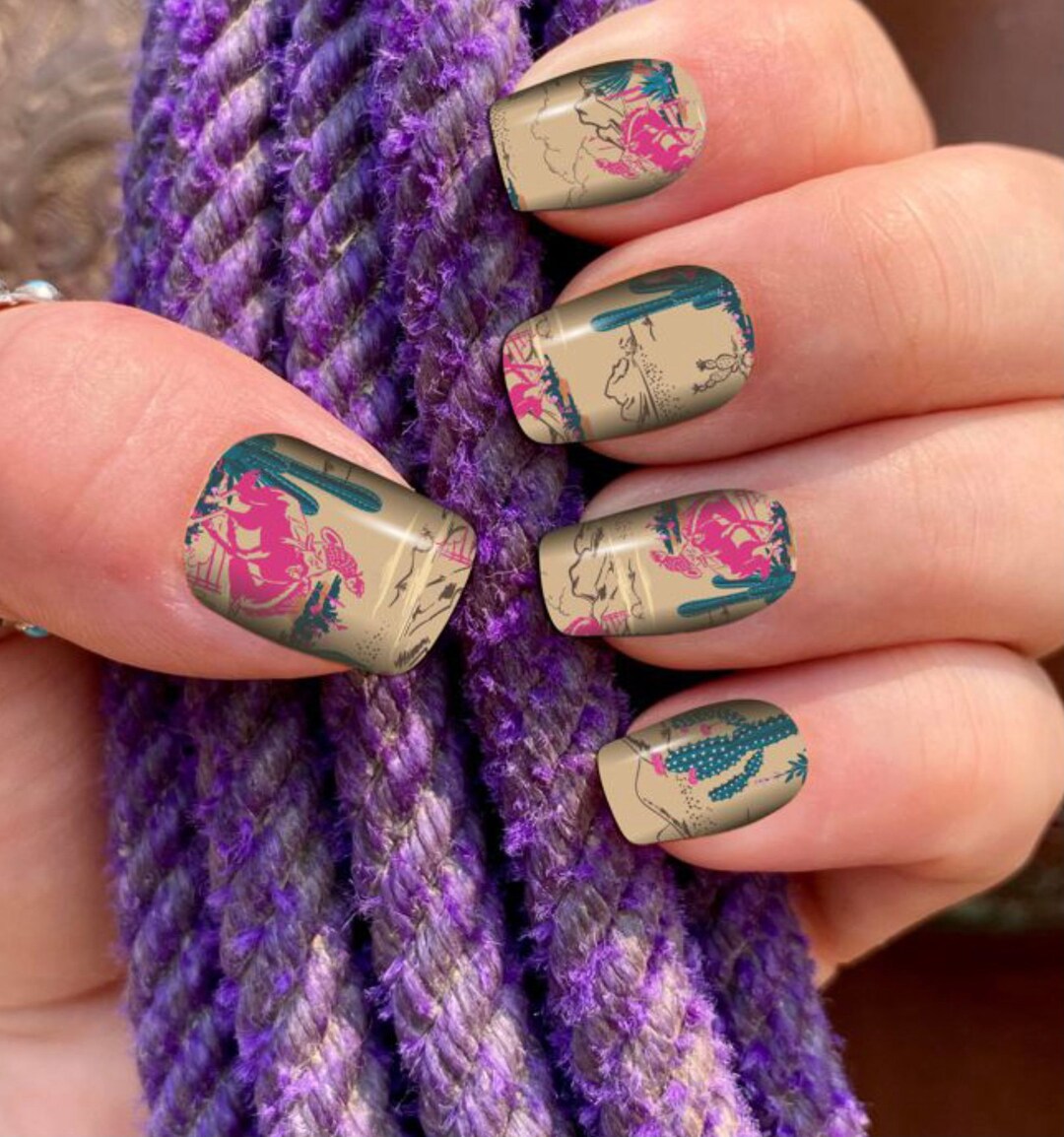 Retro Rodeo Nail Wraps, Real Nail Polish Stickers, Long Lasting,western ...
