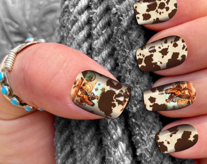Retro Rodeo Nail Wraps, Real Nail Polish Stickers, Long Lasting,western ...