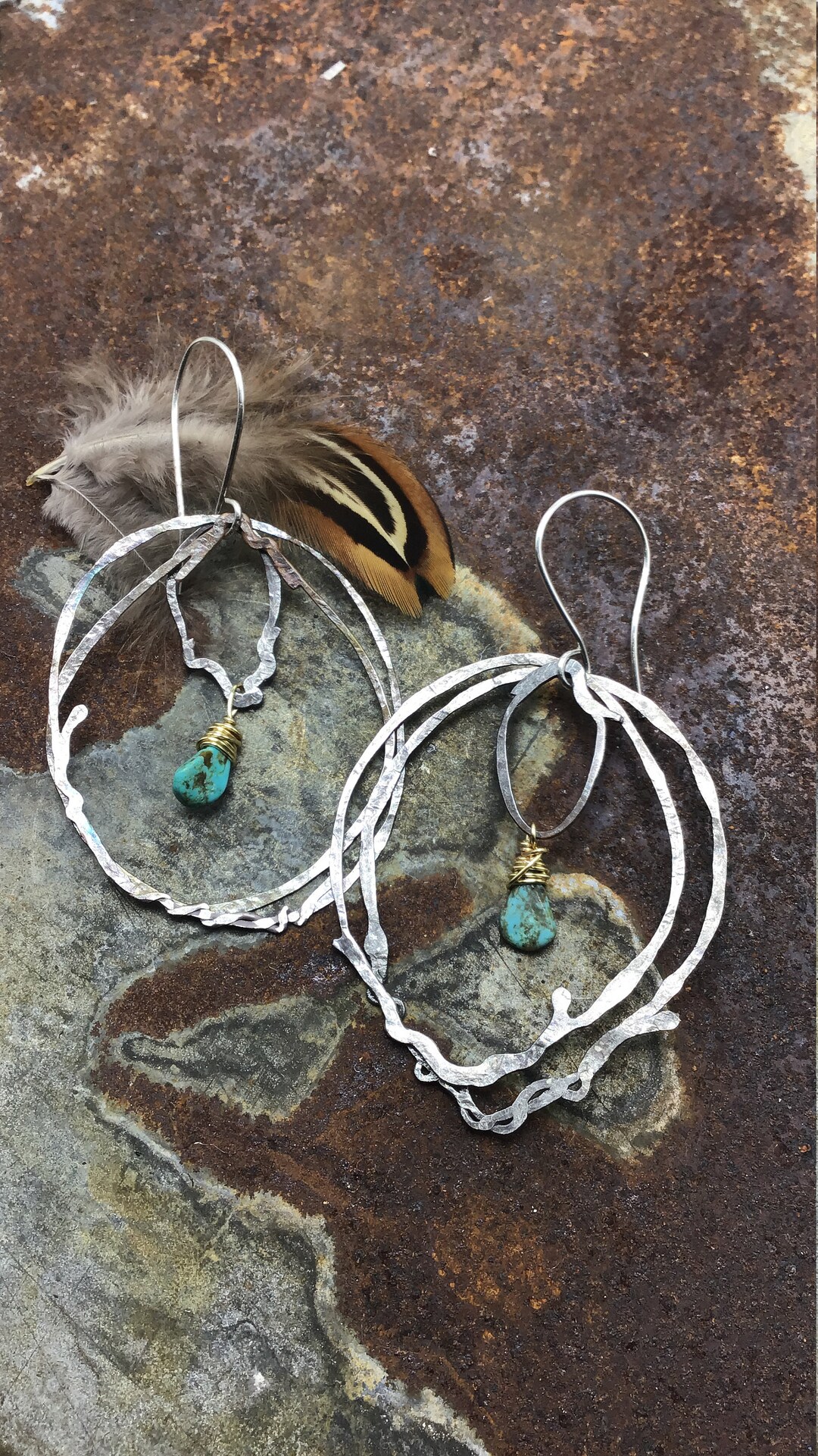 Crazy Fun Nest Hoops With Turquoise by Weathered Soul Jewelry, Artisan ...