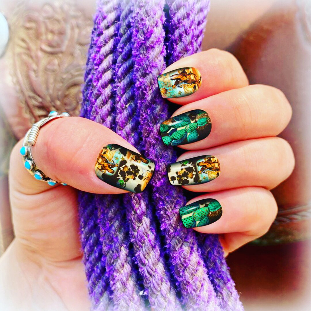 Retro Rodeo Nail Wraps, Real Nail Polish Stickers, Long Lasting,western ...