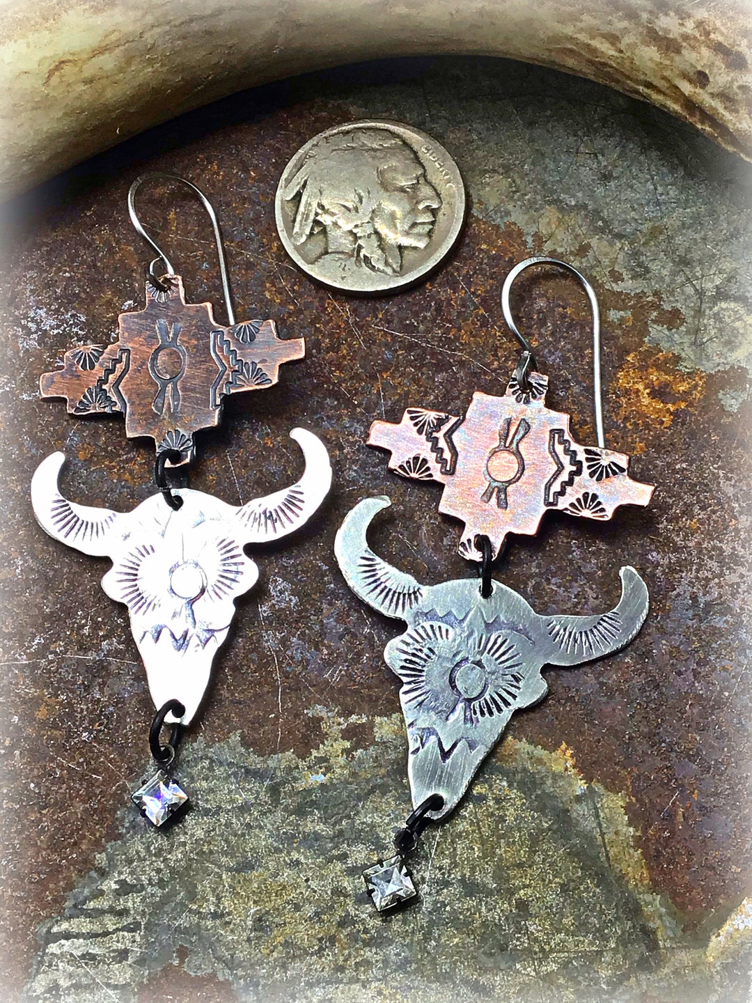 Aztec Steer Head Skull Earrings by Weathered Soul, Cowgirl Mix of ...