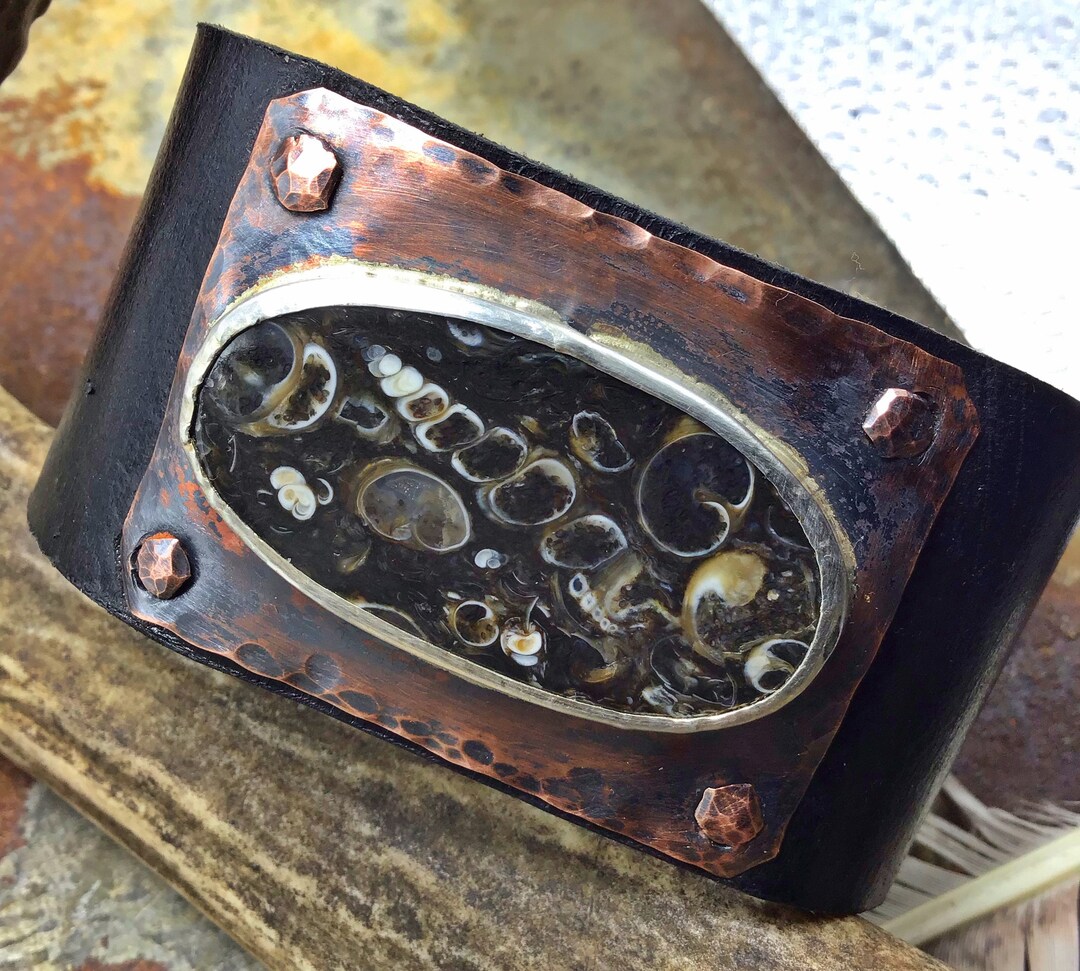 Made to Order Turtella Fossil Agate Cuff by Weathered Soul Jewelry ...