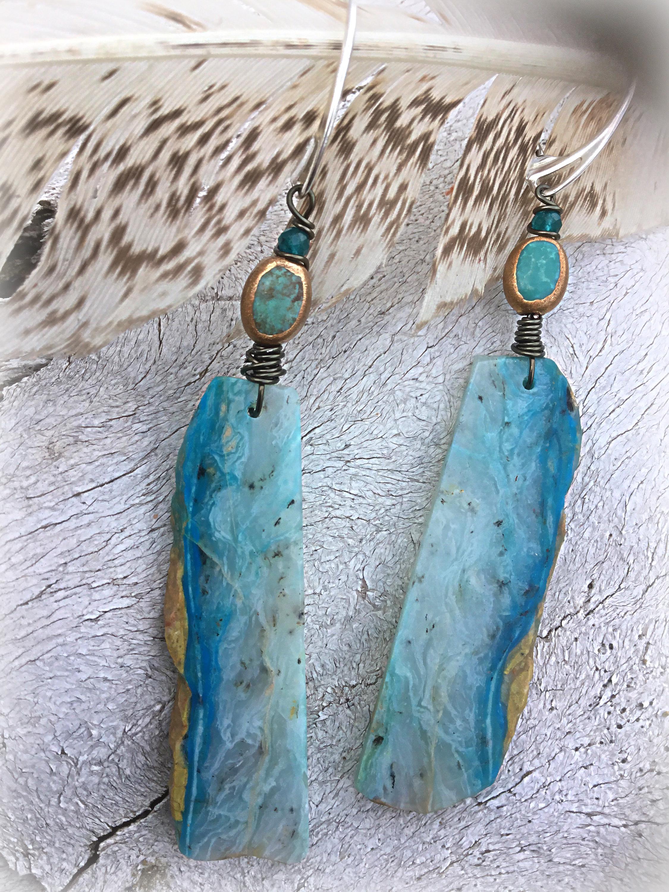 Large raw beauties Slab Peruvian Opal with a touch of banded turquoise ...