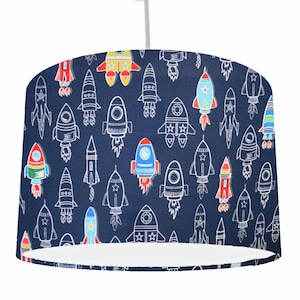 Rocket Lampshade Navy Blue Space Design Lampshade, Outer Space Bedroom ...
