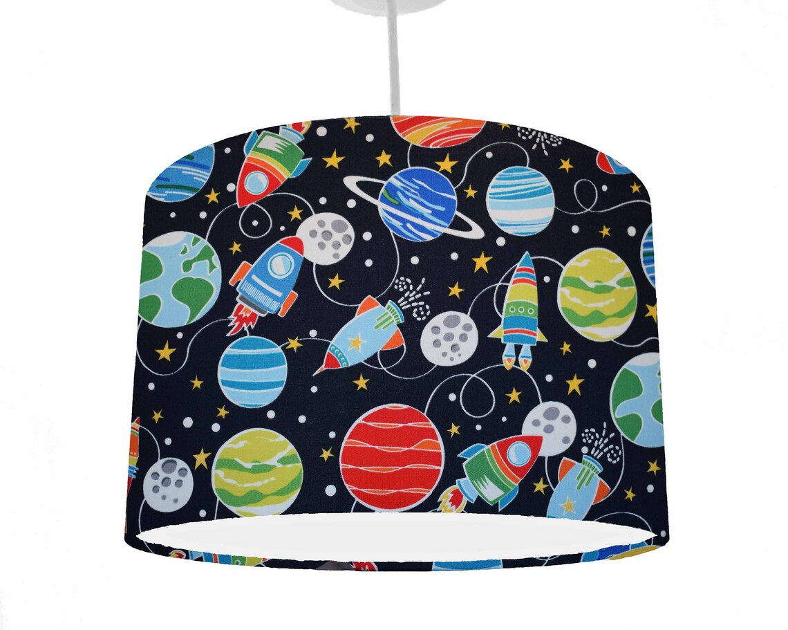 Space Rocket Lamp Shade Navy Blue Light Shade Space Themed - Etsy