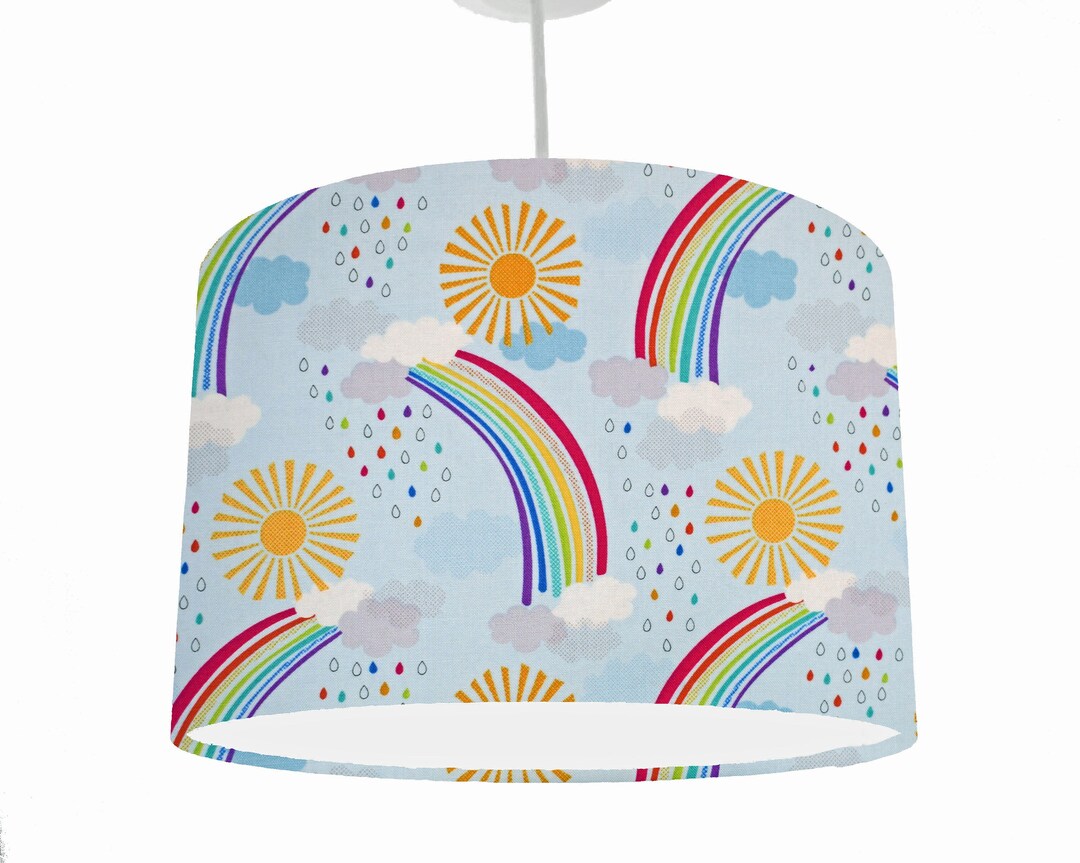 Blue Rainbow and Sunshine Lampshade for Kids Bedroom, Rainbow Playroom ...