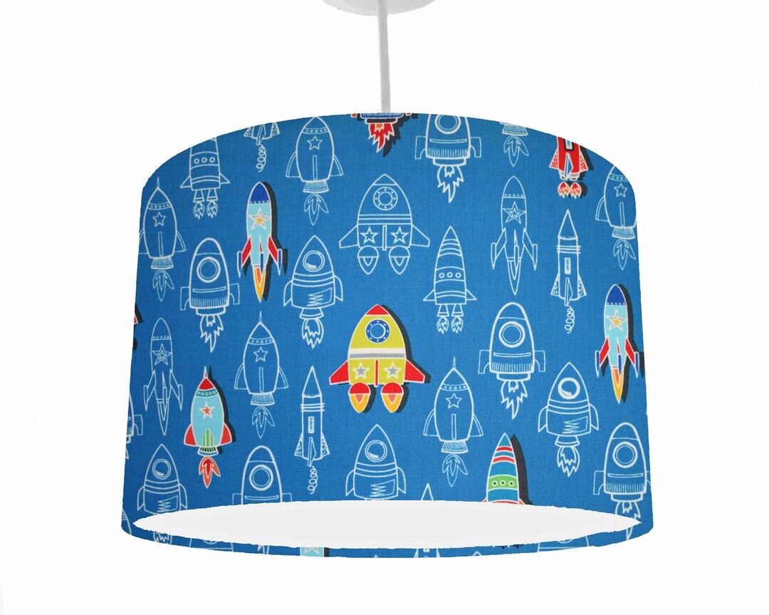 Space Rocket Lampshade, Space Themed Nursery Decor, Spaceship Light ...