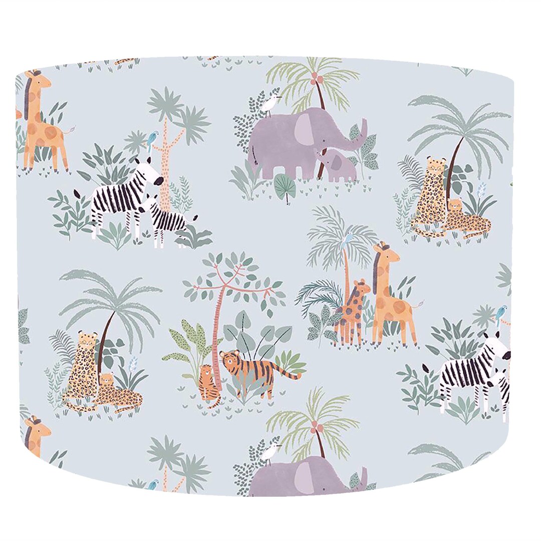 Safari Animal Lamp Shade Round, Jungle Nursery Lampshade Kids Room ...