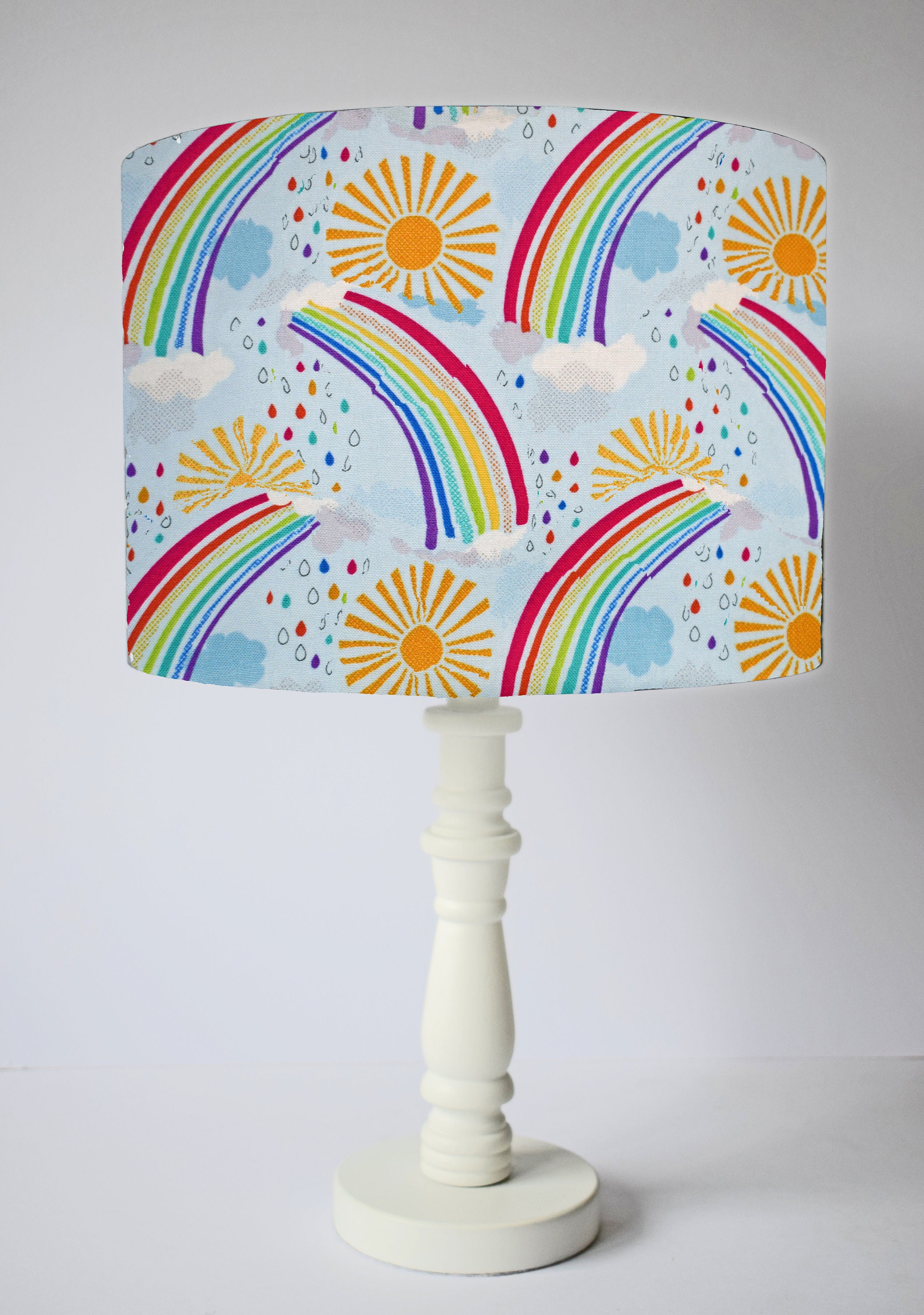 Blue Rainbow And Sunshine Lampshade For Kids Bedroom Rainbow | Etsy