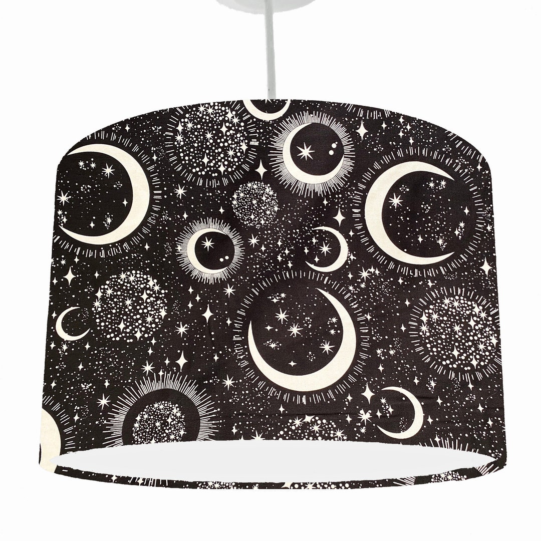Moon and Star Lamp Shade Ceiling, Celestial Home Decor, Monochrome ...