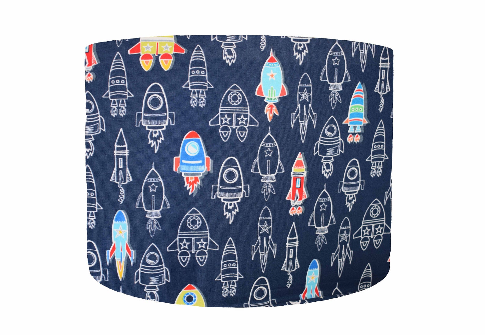 Rocket Lampshade Navy Blue Space Design Lampshade, Outer Space Bedroom ...