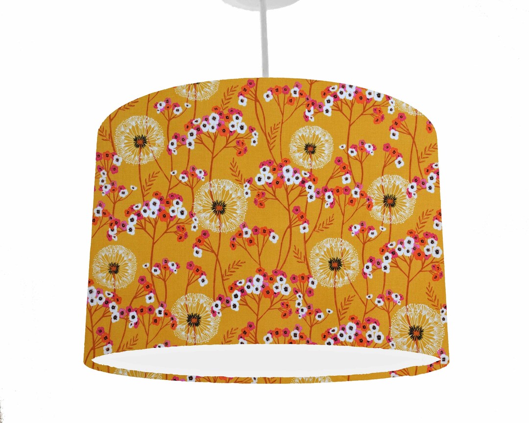 Yellow Dandelion Lampshade Living Room Decor, Yellow Floral Lampshade ...