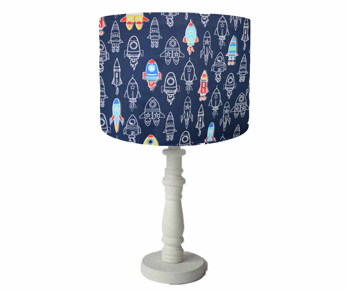 Rocket Lampshade Navy Blue Space Design Lampshade Outer Space - Etsy