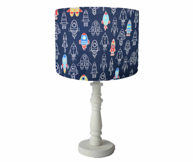 Rocket Lampshade Navy Blue Space Design Lampshade, Outer Space Bedroom ...