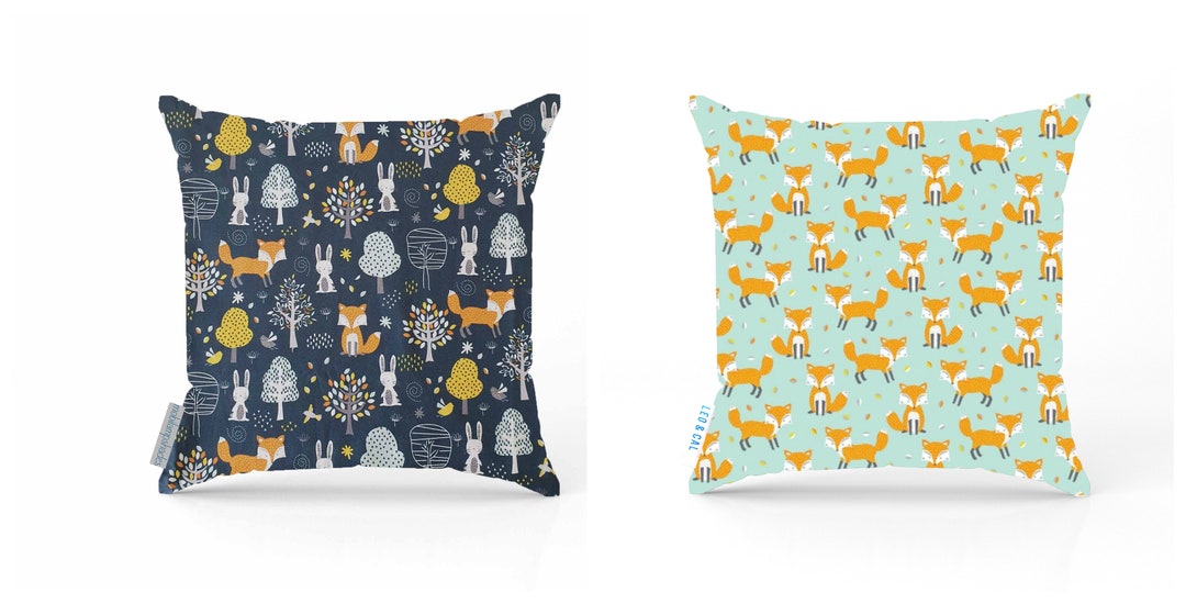 Woodland Animal Cushion Covers Blue, Animal Cushions Nursery Woodland ...