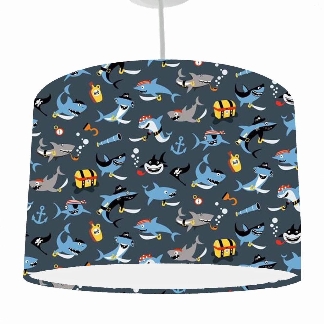 Pirate Shark Lamp Shade Kids Bedroom Light, Ahoy Matey, Nautical ...