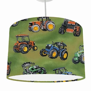 Green Tractor Nursery Lampshade, Tractor Decor Boys Room Lighting ...