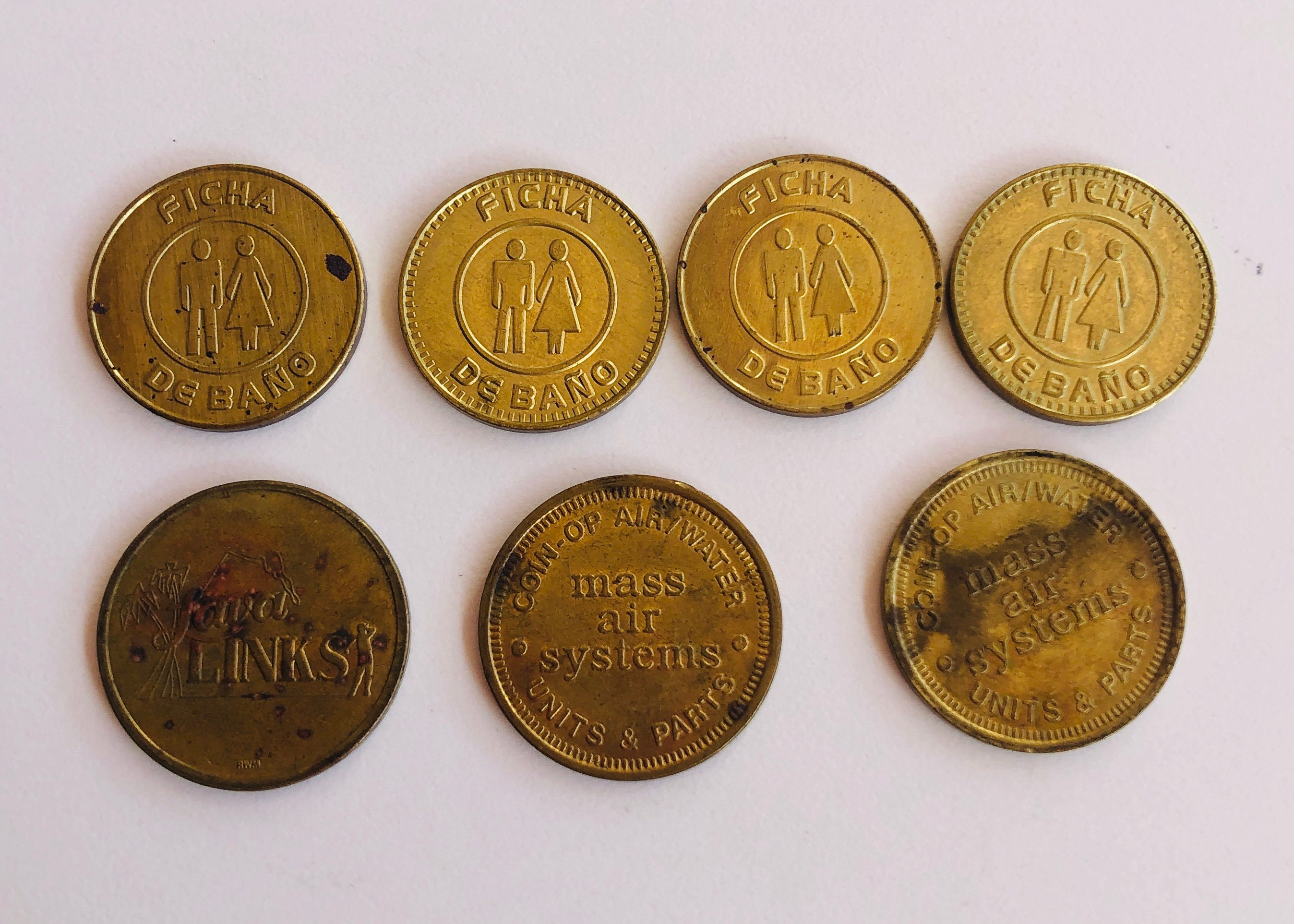 91 Various Tokens for Restroom, Miniature Golf, Air and Water/ Niko ...
