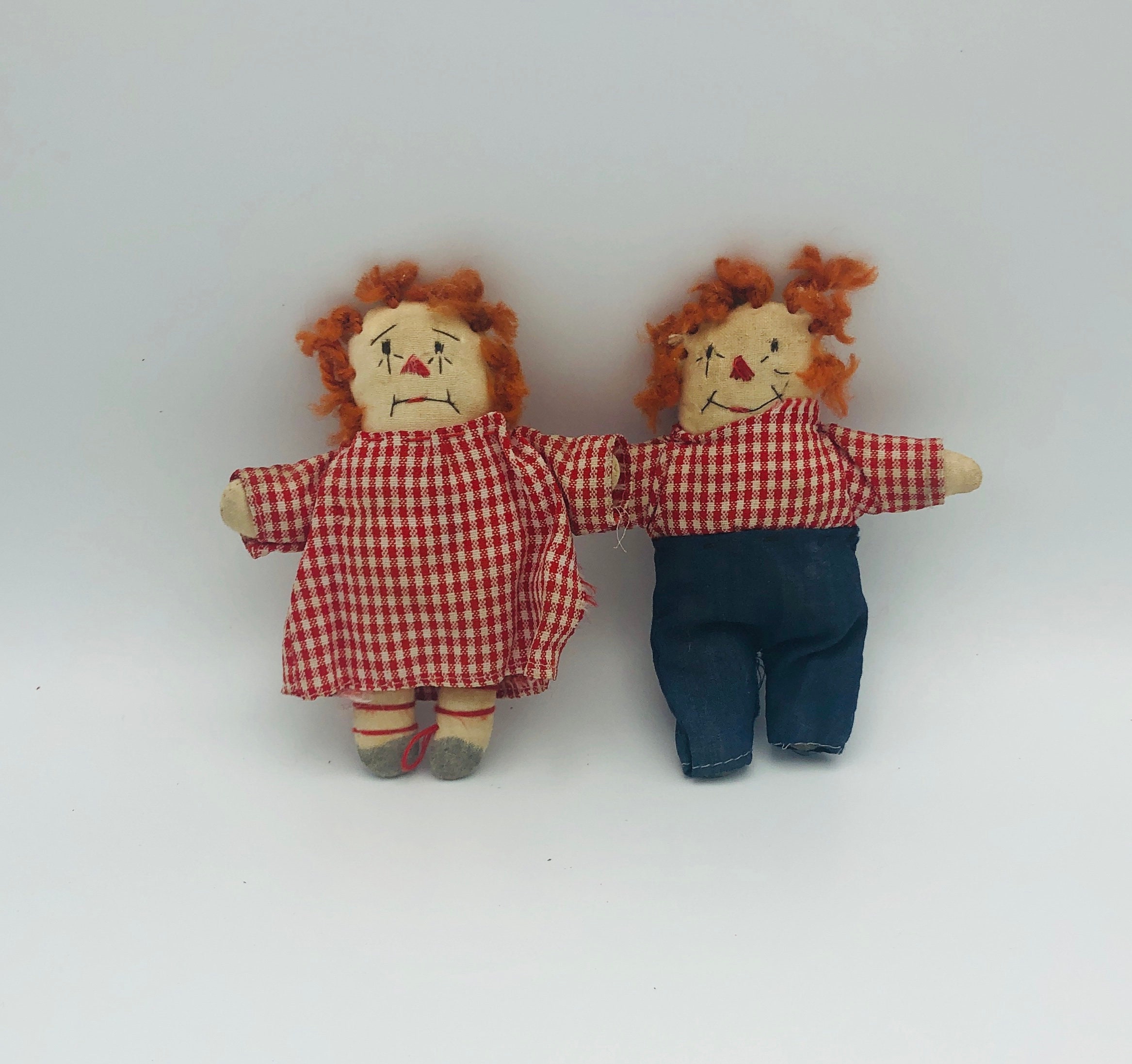 Raggedy Ann and Andy Depression Era Handmade Miniature Dolls Set of 2 ...