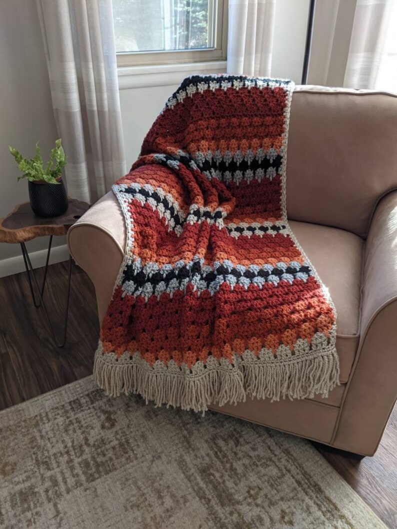 Fall Crocheted Afghan Throw Blanket, - Etsy