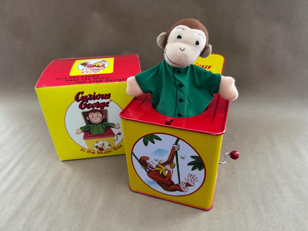 Vintage 1995 Curious George Schylling Classic Series Tin jack-in-box ...