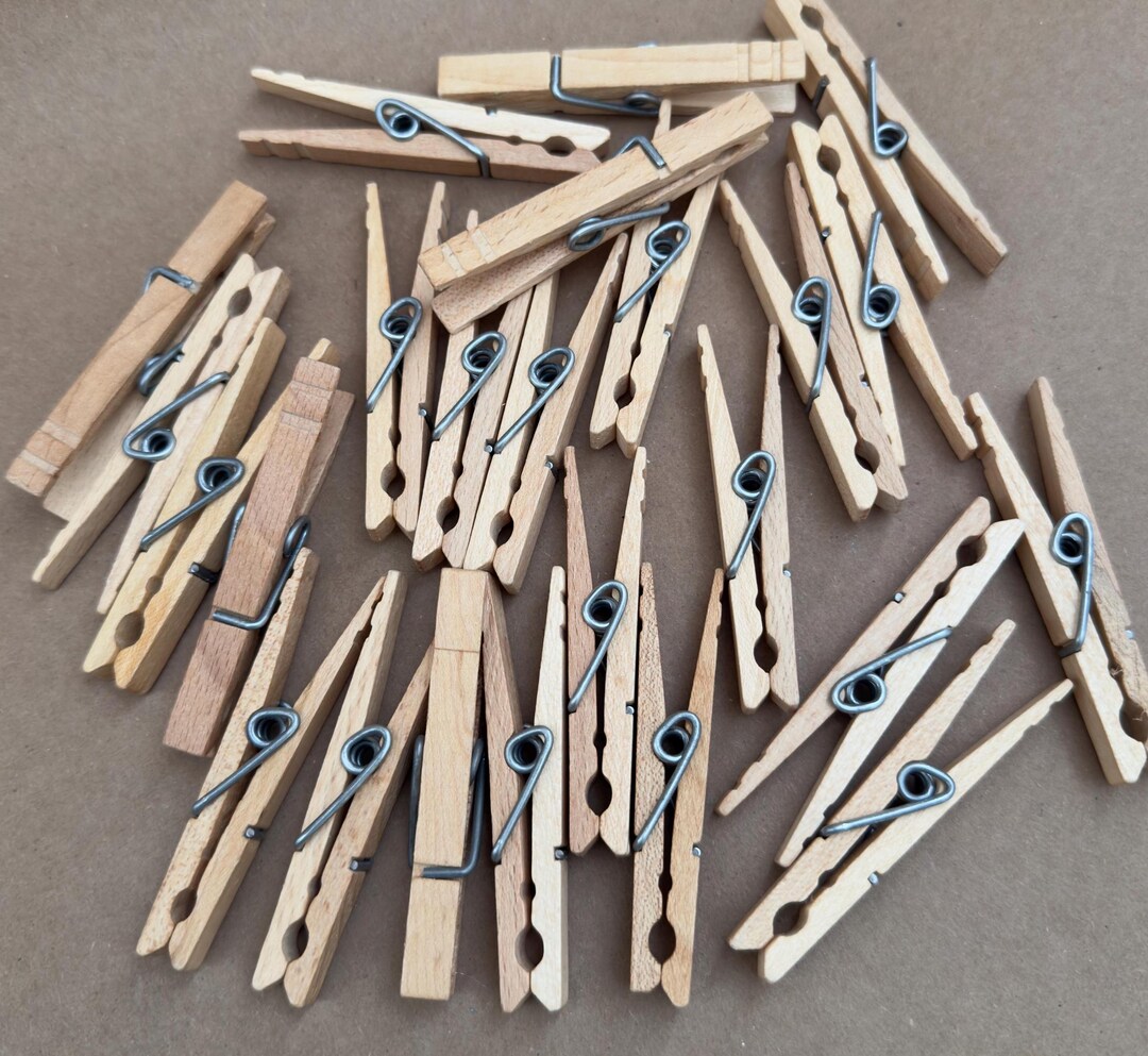 24 Vintage Wooden Spring Loaded Clothes Pins Approximately 3 Long ...