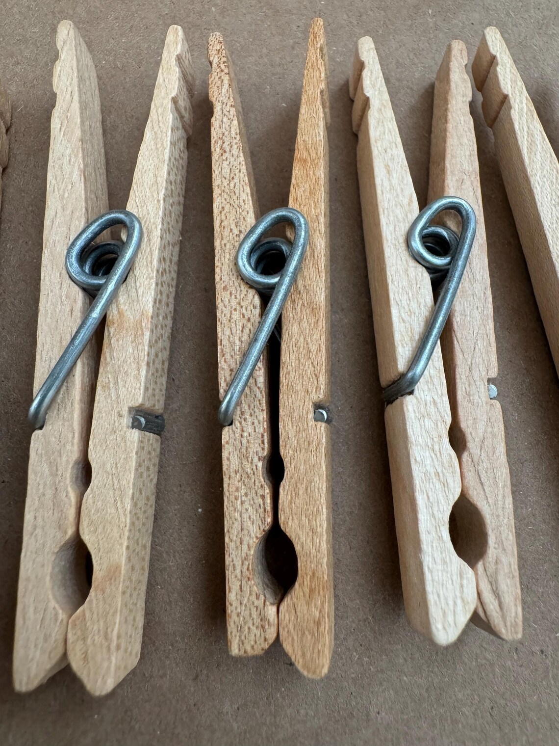 24 Vintage Wooden Spring Loaded Clothes Pins - Approximately 3" Long ...