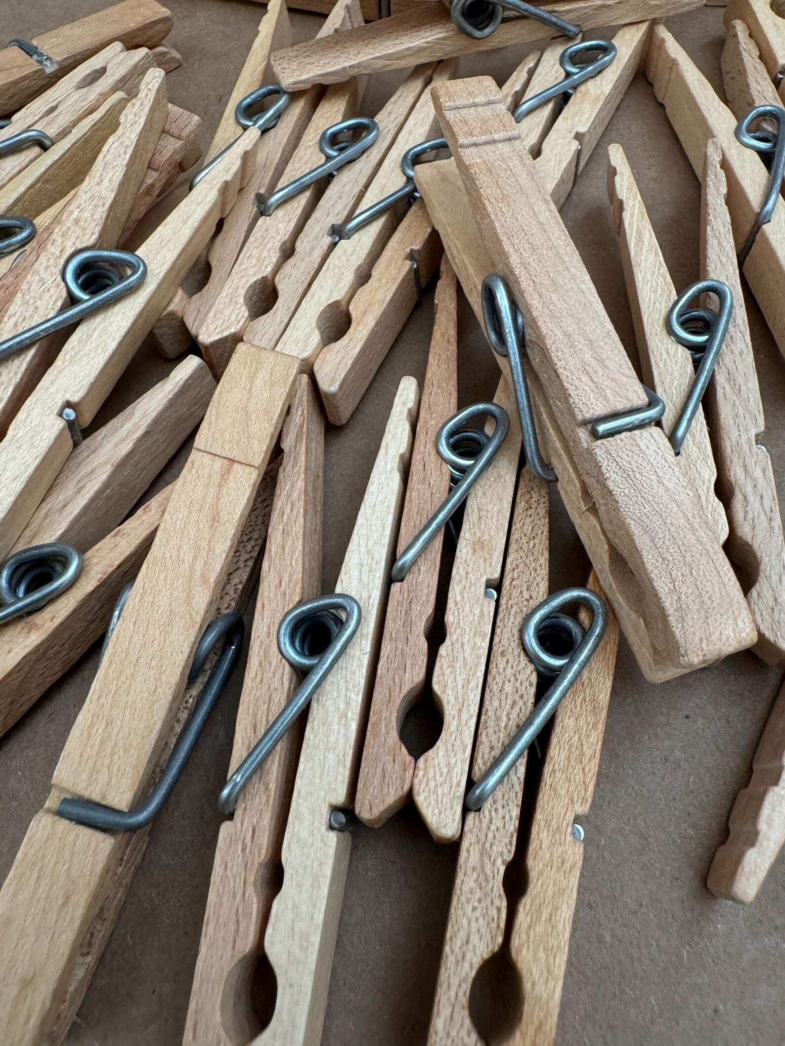 24 Vintage Wooden Spring Loaded Clothes Pins - Approximately 3" Long ...