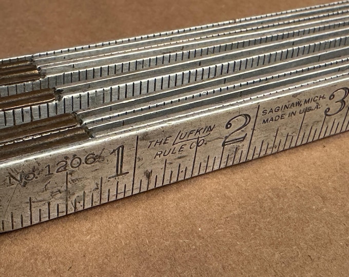 Vintage Lufkin Rule Co. 72" Folding Aluminum Ruler With Brass Joints No ...