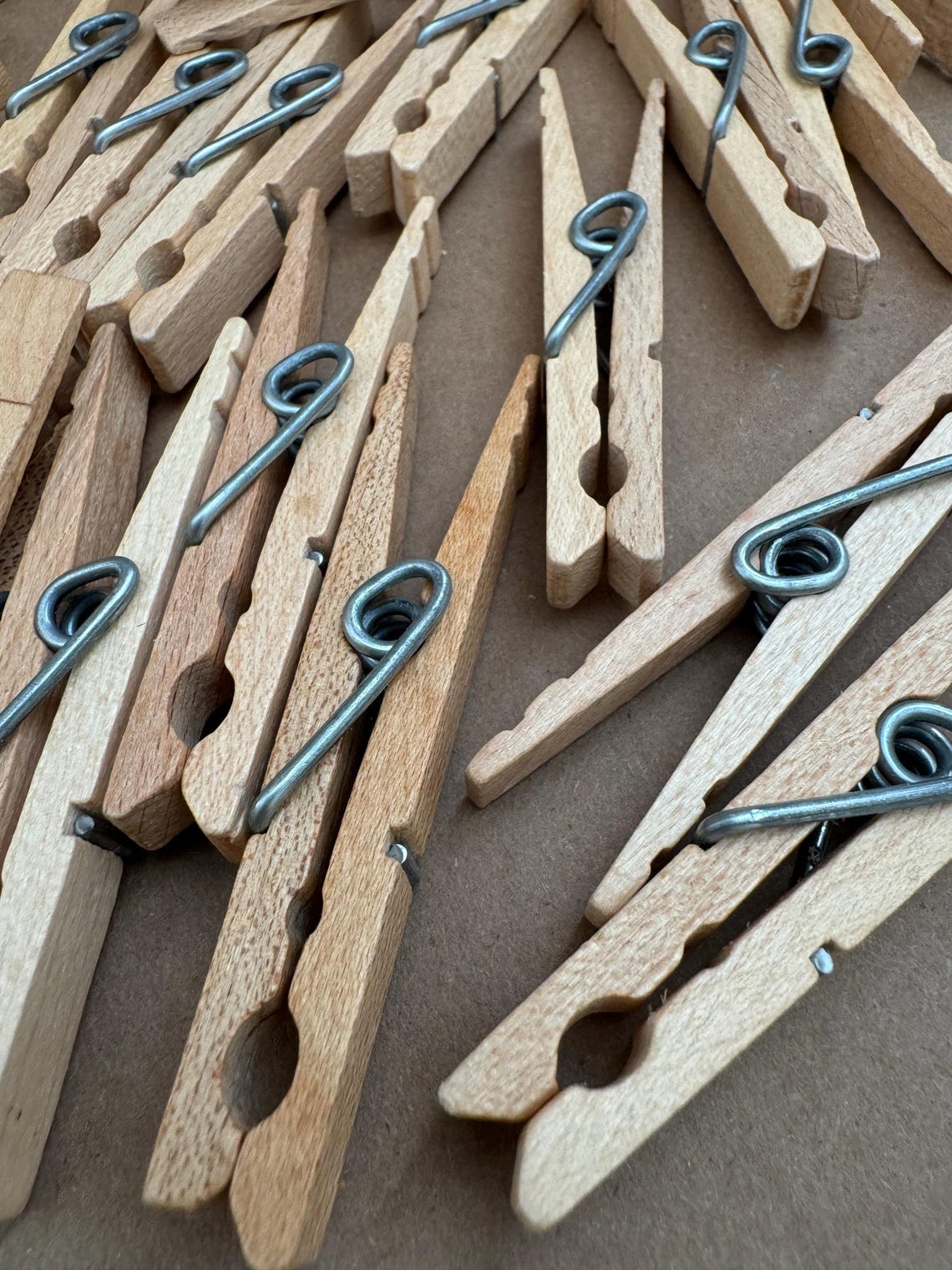 24 Vintage Wooden Spring Loaded Clothes Pins - Approximately 3" Long ...