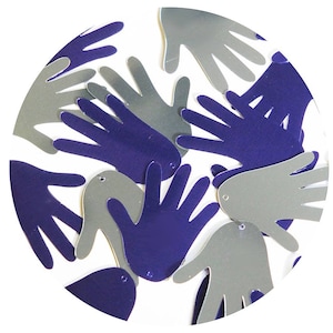 Sequin Glove Hand 1.5" Purple Silver Metallic Couture Paillettes. Made ...