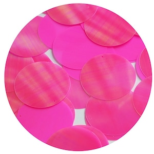 Round Flat Sequin 40mm Hot Pink Rainbow Iris Fluorescent Matte Opaque ...