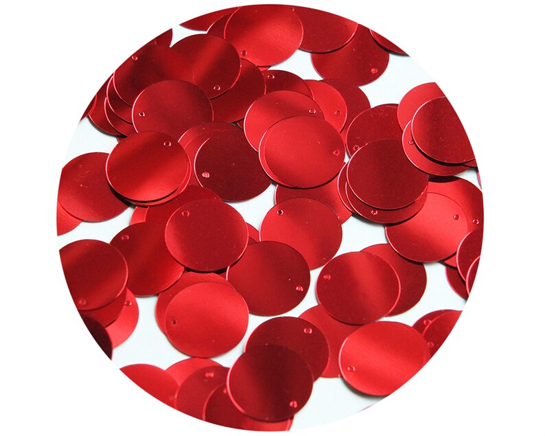 Round Flat Sequin 18mm Top Hole Cherry Red Pink Metallic. Couture ...