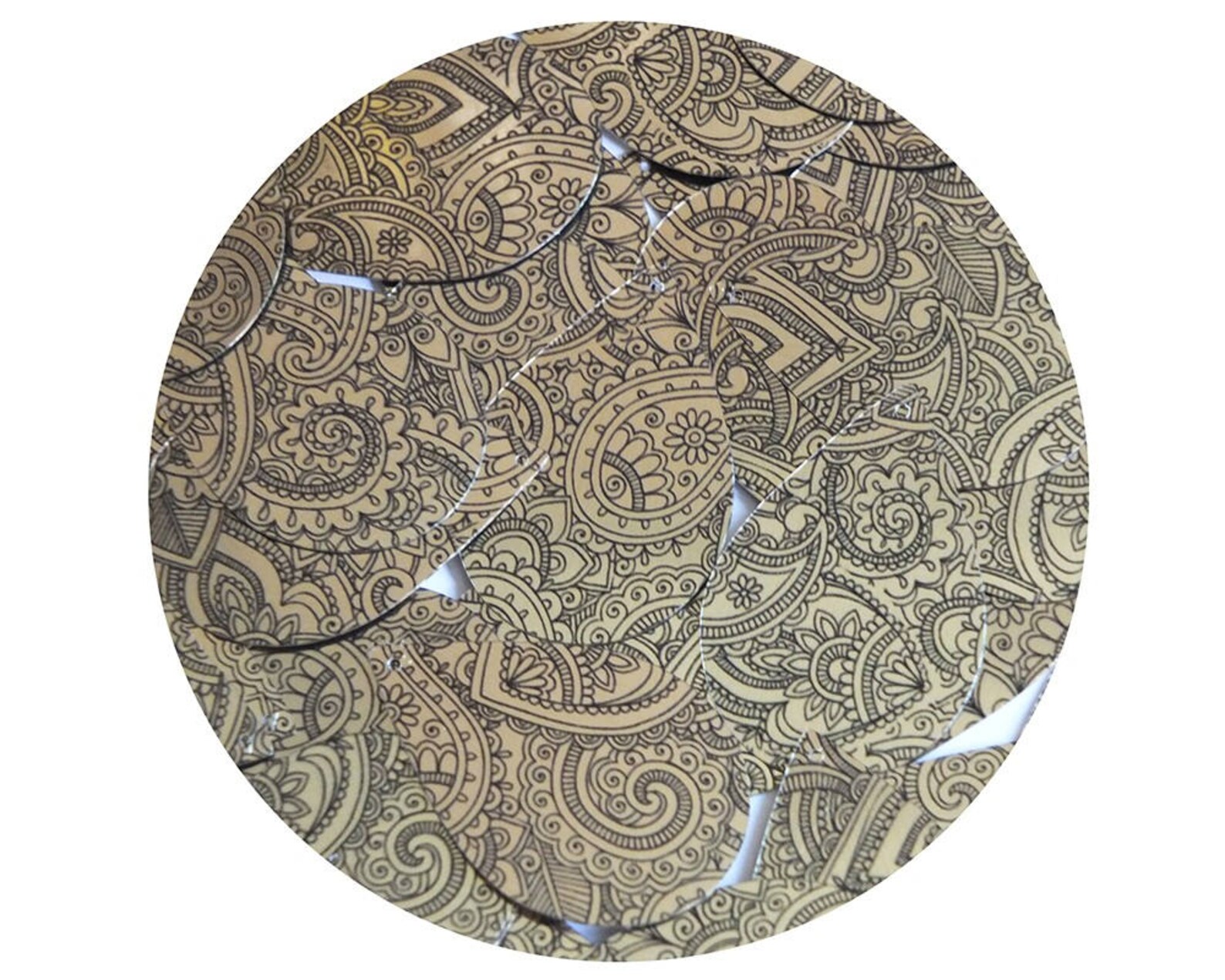 Sequin Teardrop 1.5" Mehndi Henna Style Print Black Gold Metallic - Etsy