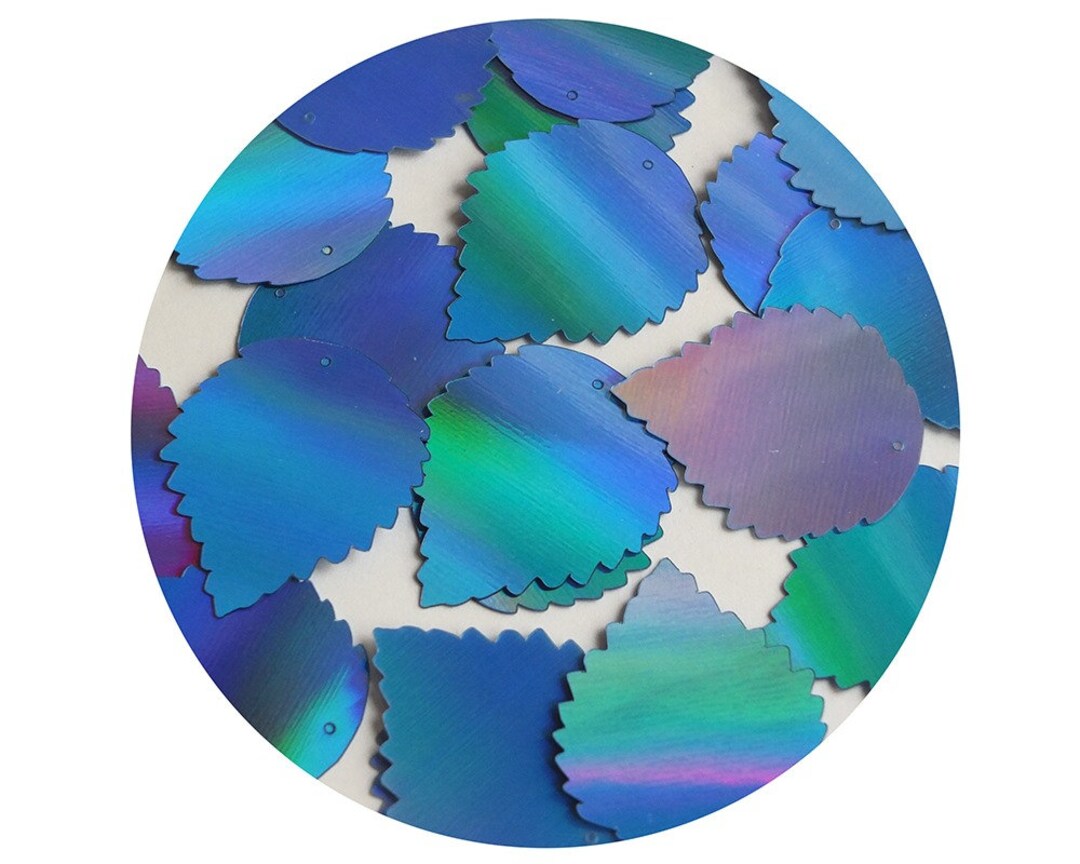 Wide Leaf Sequin 1.25" Light Blue Lazersheen Rainbow Reflective ...