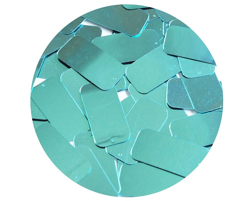Rectangle Sequin 1.5 Aqua Turquoise Blue Metallic | Etsy