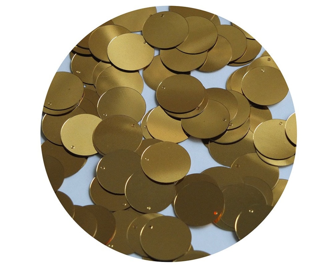 Round Flat Sequin 12mm Top Hole Very Deep Gold Metallic. Couture ...