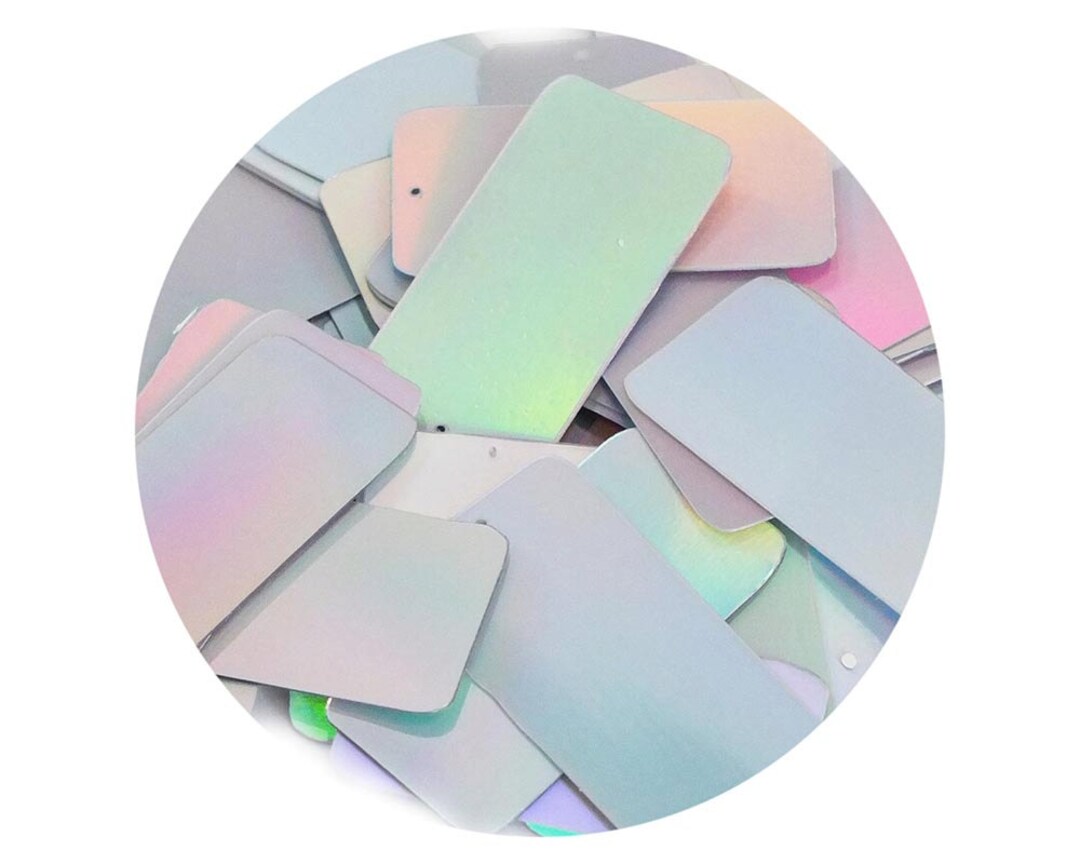 Silver Lazersheen Reflective Metallic Rectangle Long 1.5" Couture ...