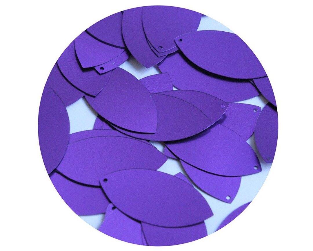 Navette Leaf Sequin 1.5" Violet Purple Matte Satin Shimmer. Couture ...