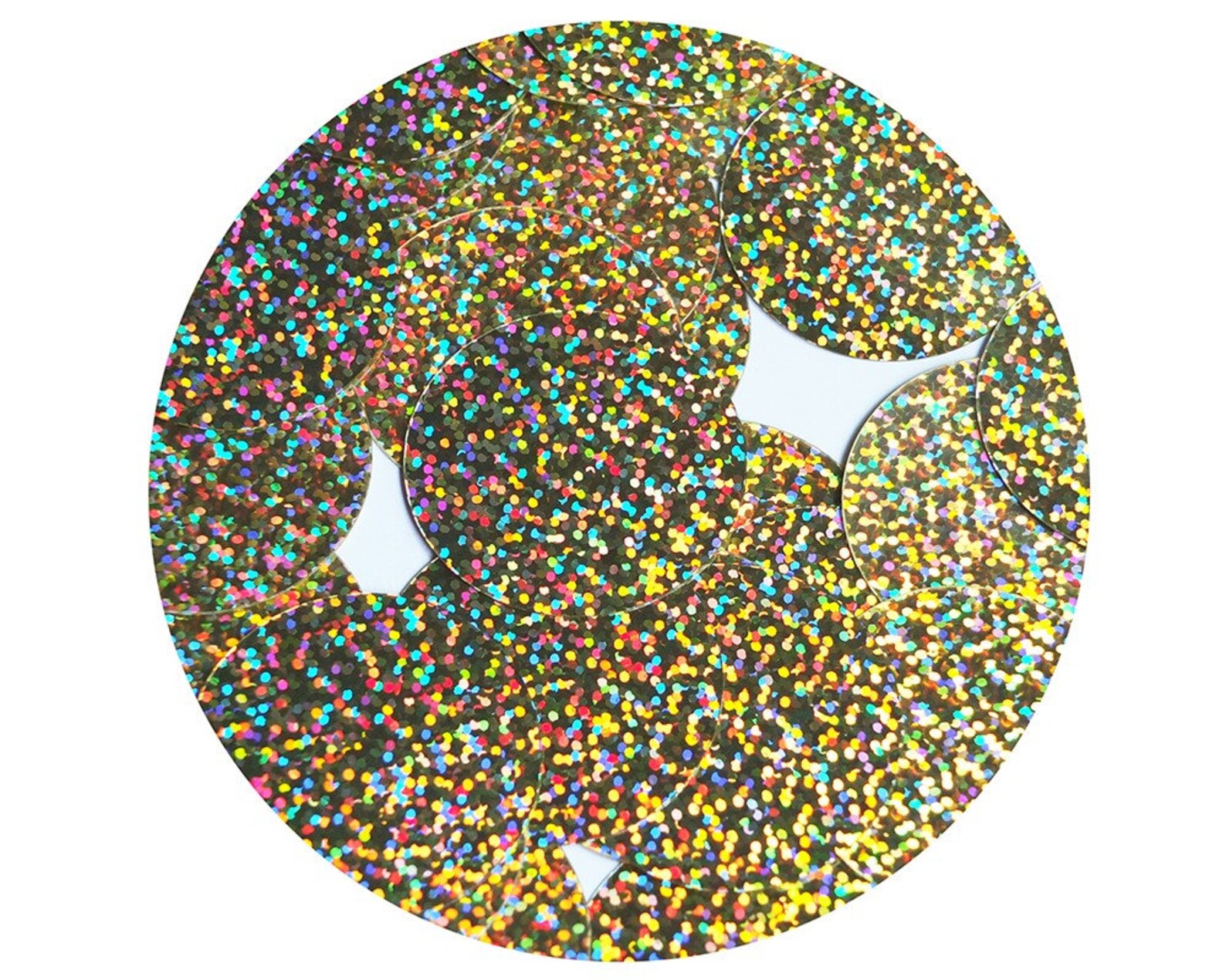 Sequin Round 40mm No Hole Gold Hologram Glitter Sparkle Metallic. Made ...