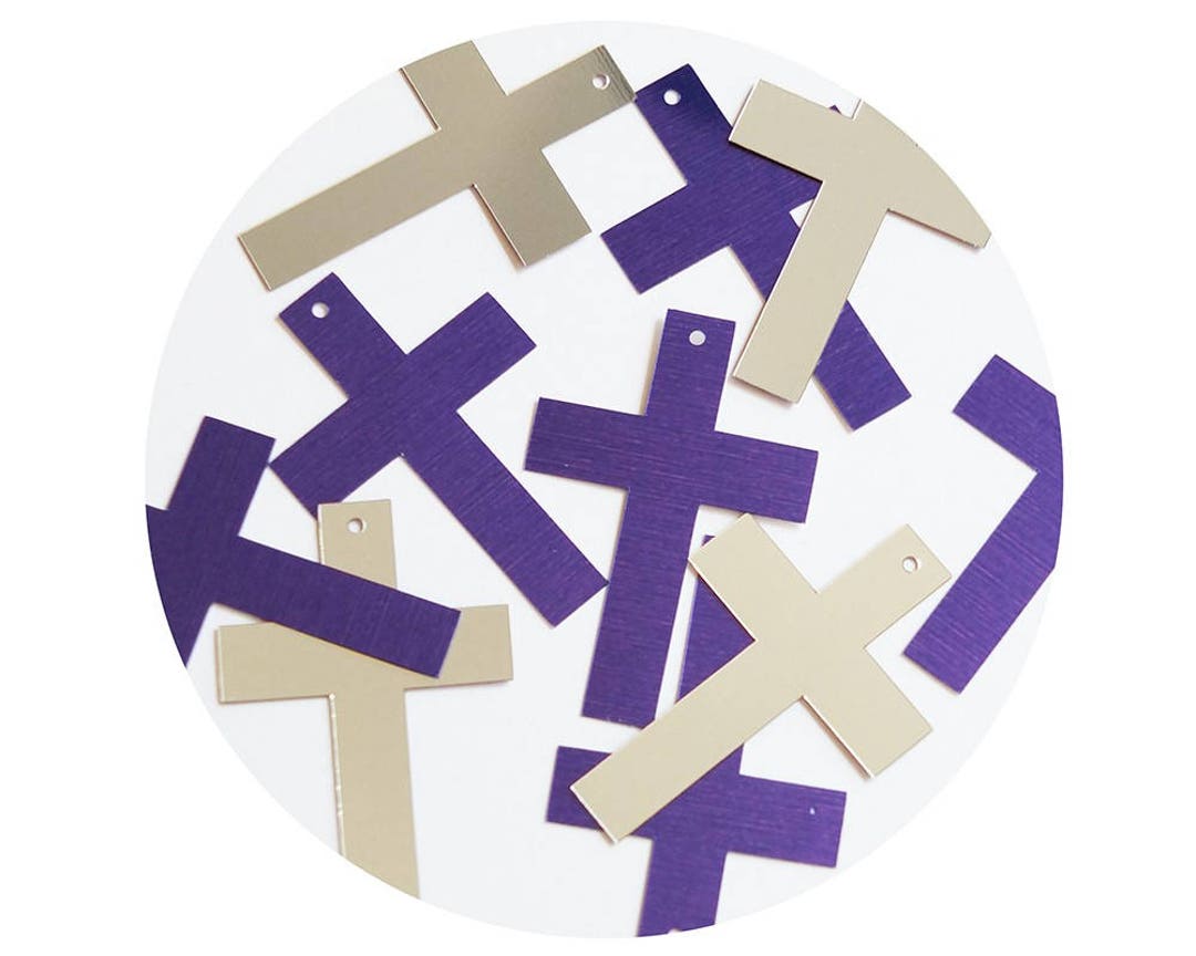 Sequin Simple Cross 1.5" Purple Silver Metallic Couture Paillettes ...