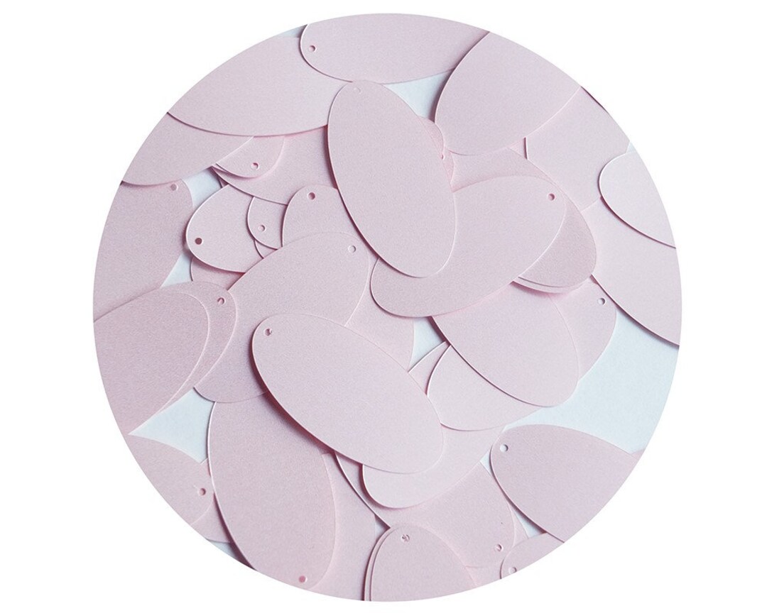 Oval Sequin 1.5" Pale Pink Opaque Satin Pearl Loose Couture Paillettes ...