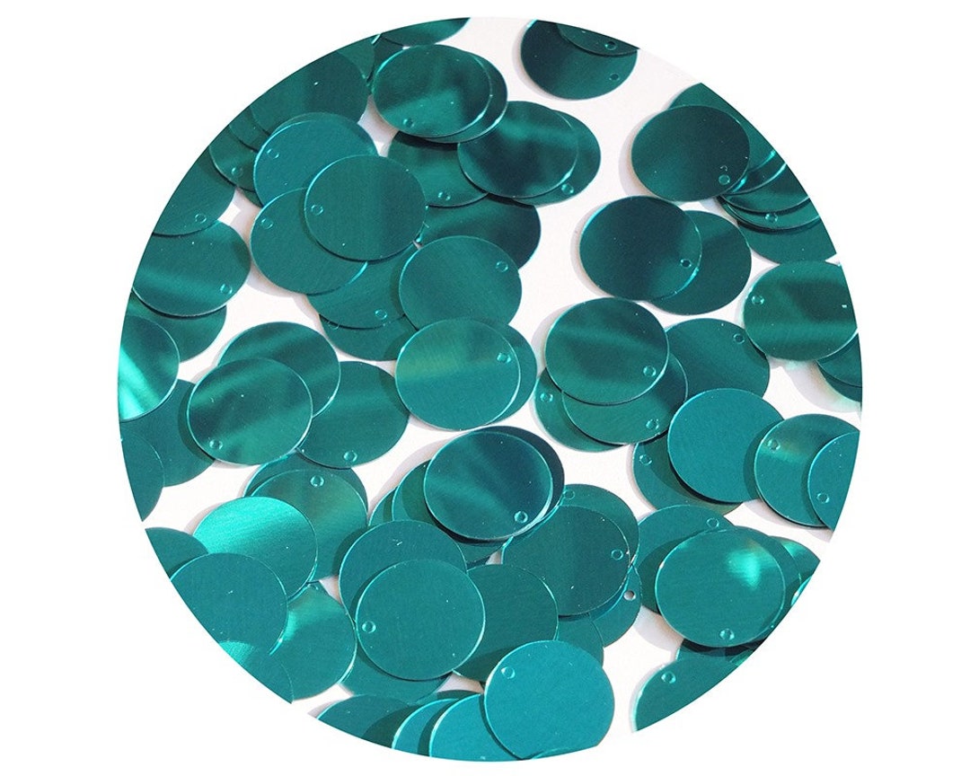 Round Flat Sequin 15mm Top Hole Teal Turquoise Metallic. Couture ...