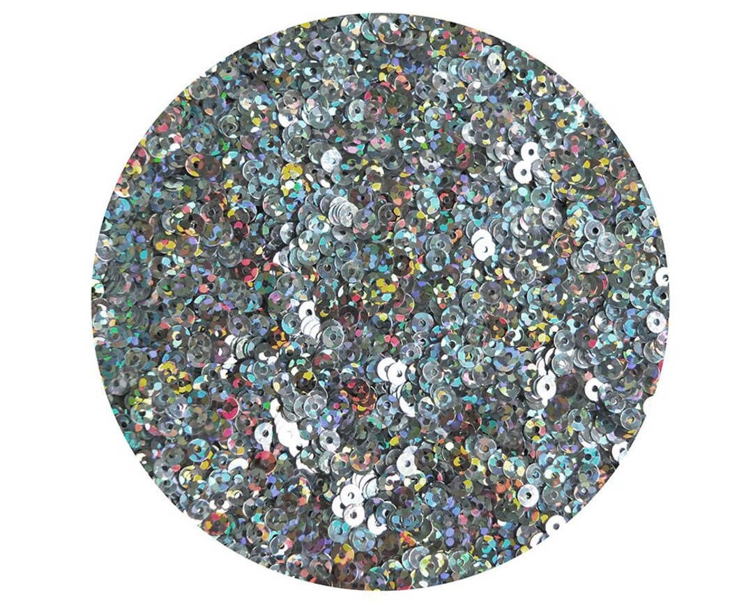3mm Sequins Flat Round Silver Ultra Hologram Glitter Sparkle Metallic ...